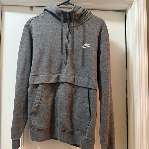 Nike | Sweaters | Nike Gray Zip Up Sweater With Swoosh Logo | Poshmark